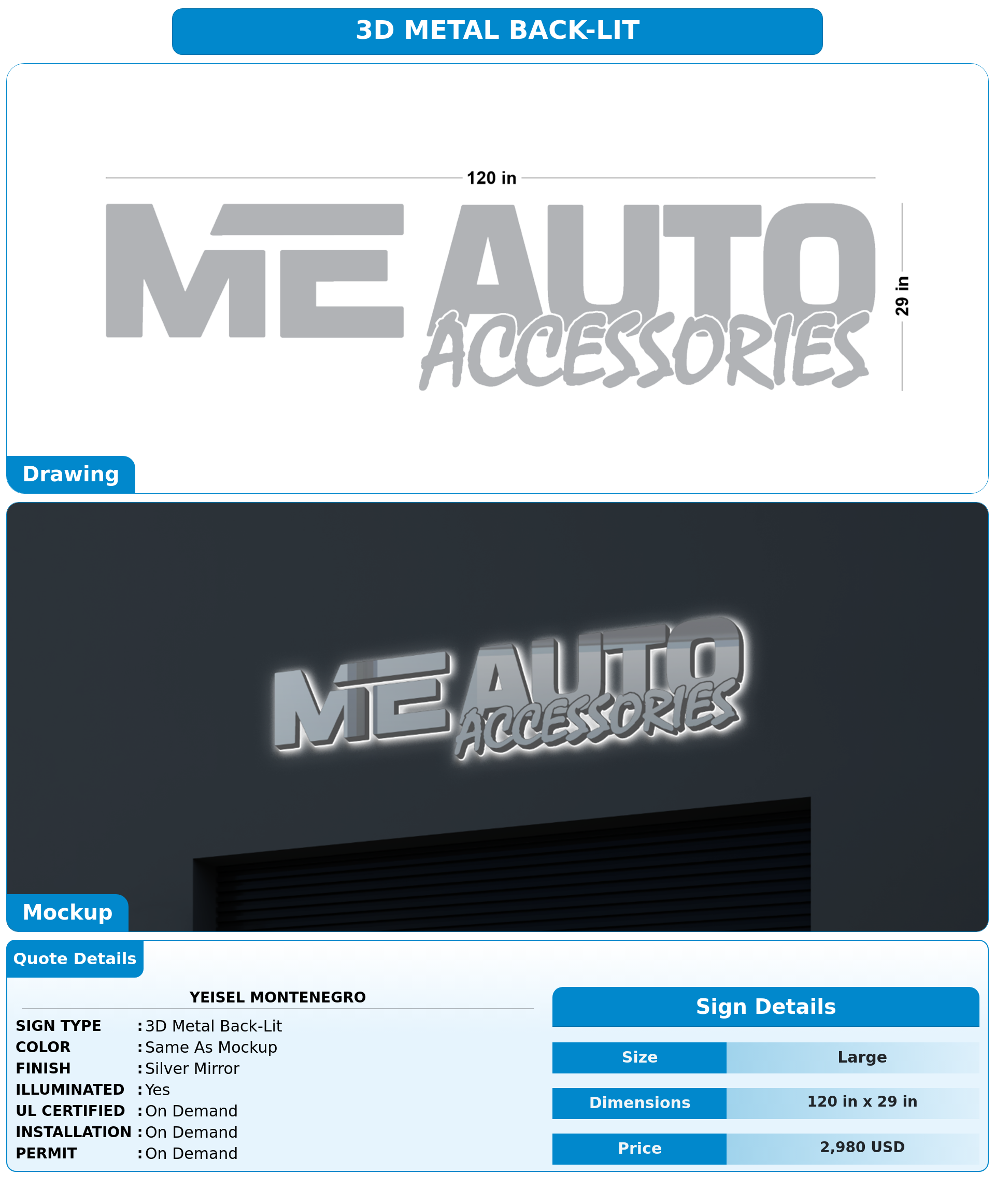 40% payment link FOR YEISEL MONTENEGRO – Signs INC