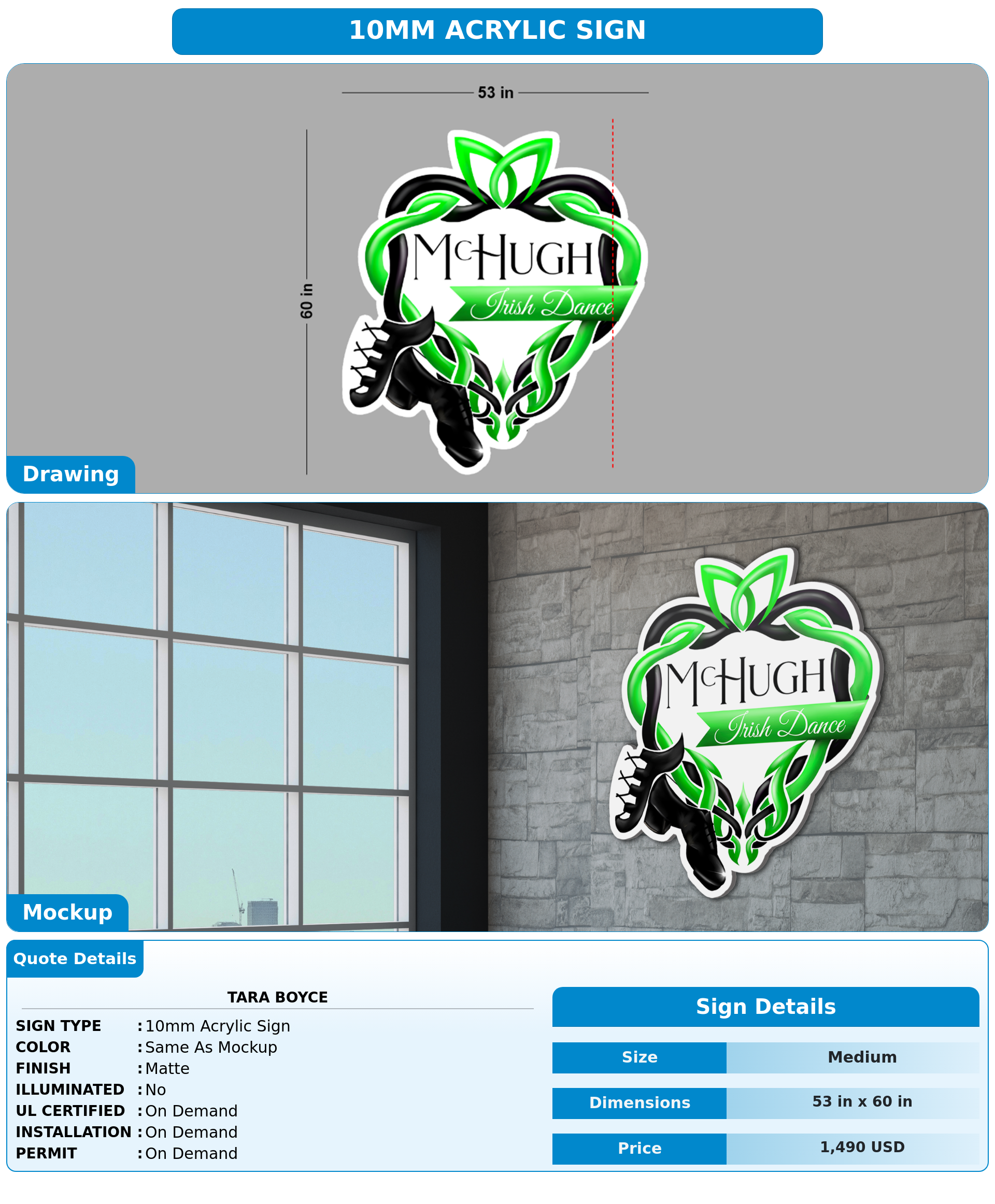 CUSTOM MOCKUP SIGN FOR Tara Boyce – Signs INC