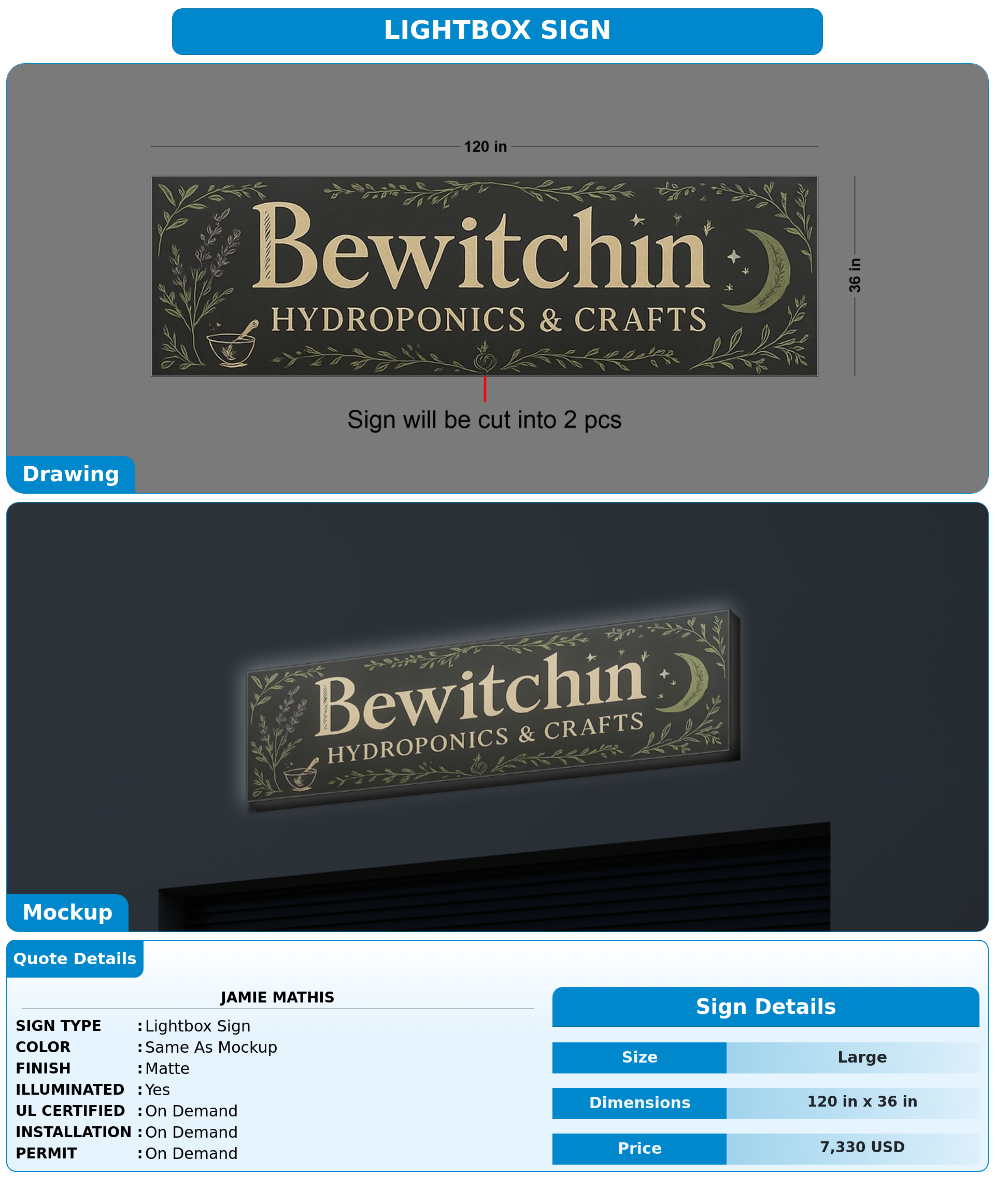 CUSTOM MOCKUP SIGN FOR Jamie Mathis – Signs INC