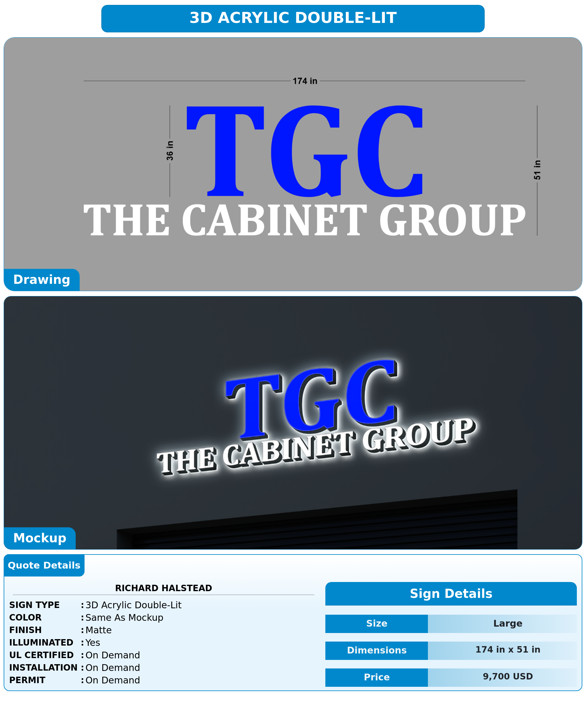 CUSTOM MOCKUP SIGN FOR Richard Halstead – Signs INC