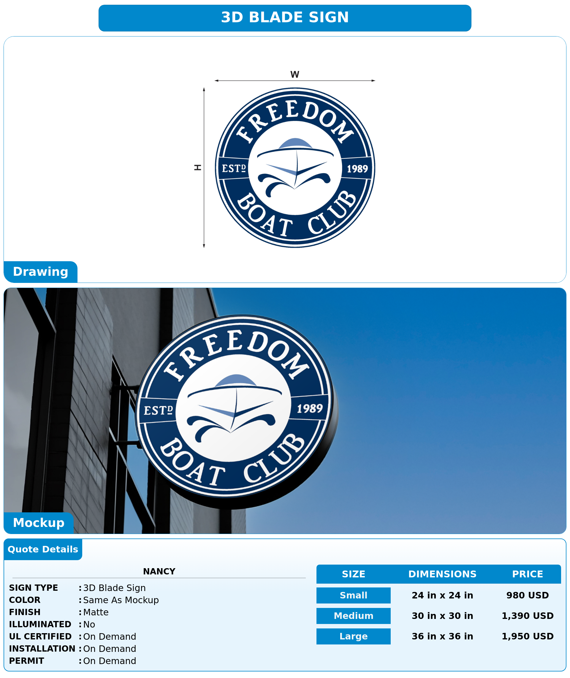 CUSTOM MOCKUP SIGN FOR NANCY – Signs INC