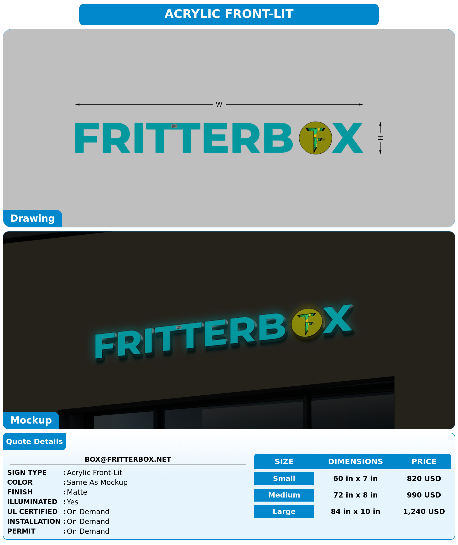CUSTOM MOCKUP SIGN FOR box@fritterbox.net – Signs INC