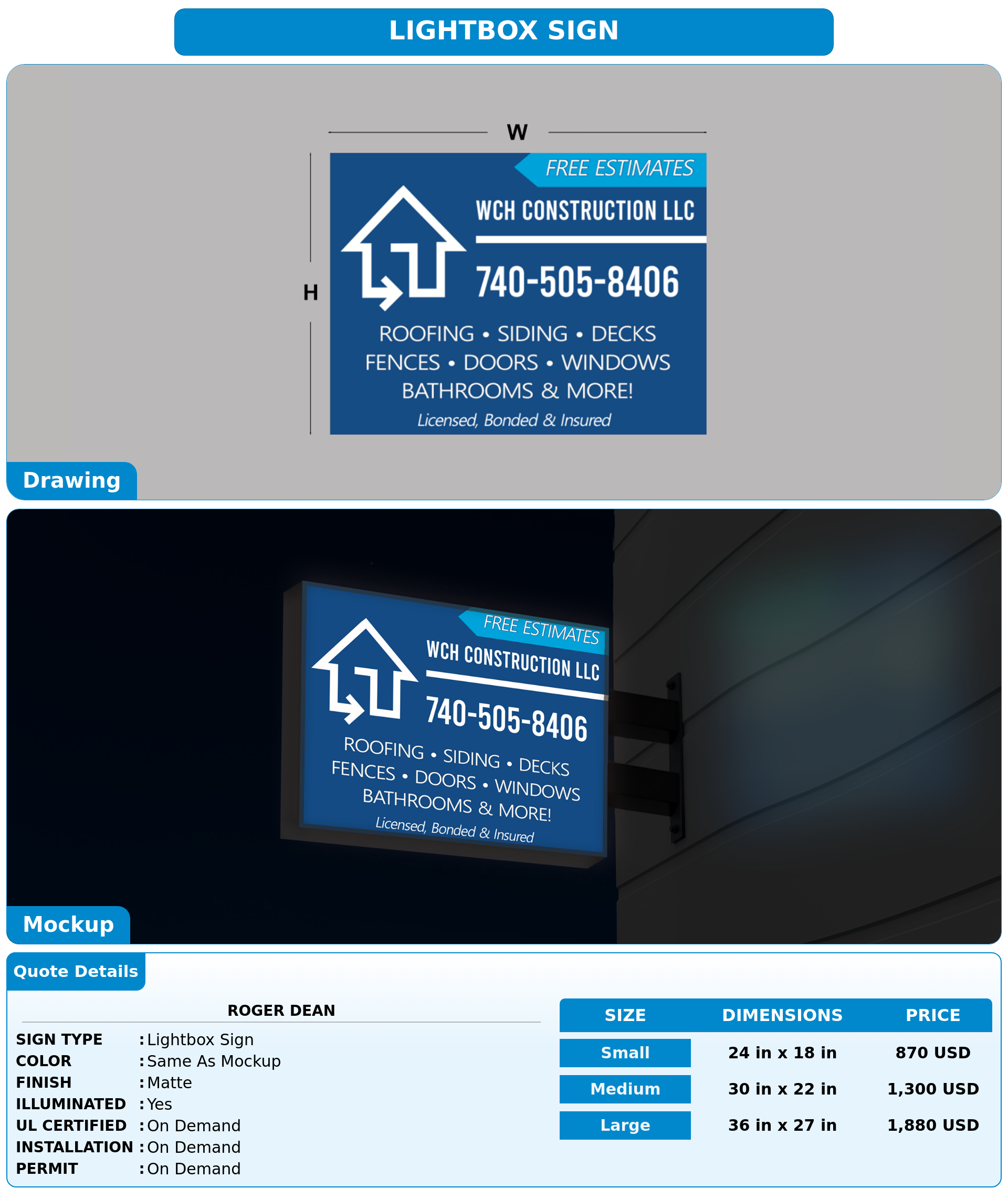 CUSTOM MOCKUP SIGN FOR Roger dean – Signs INC