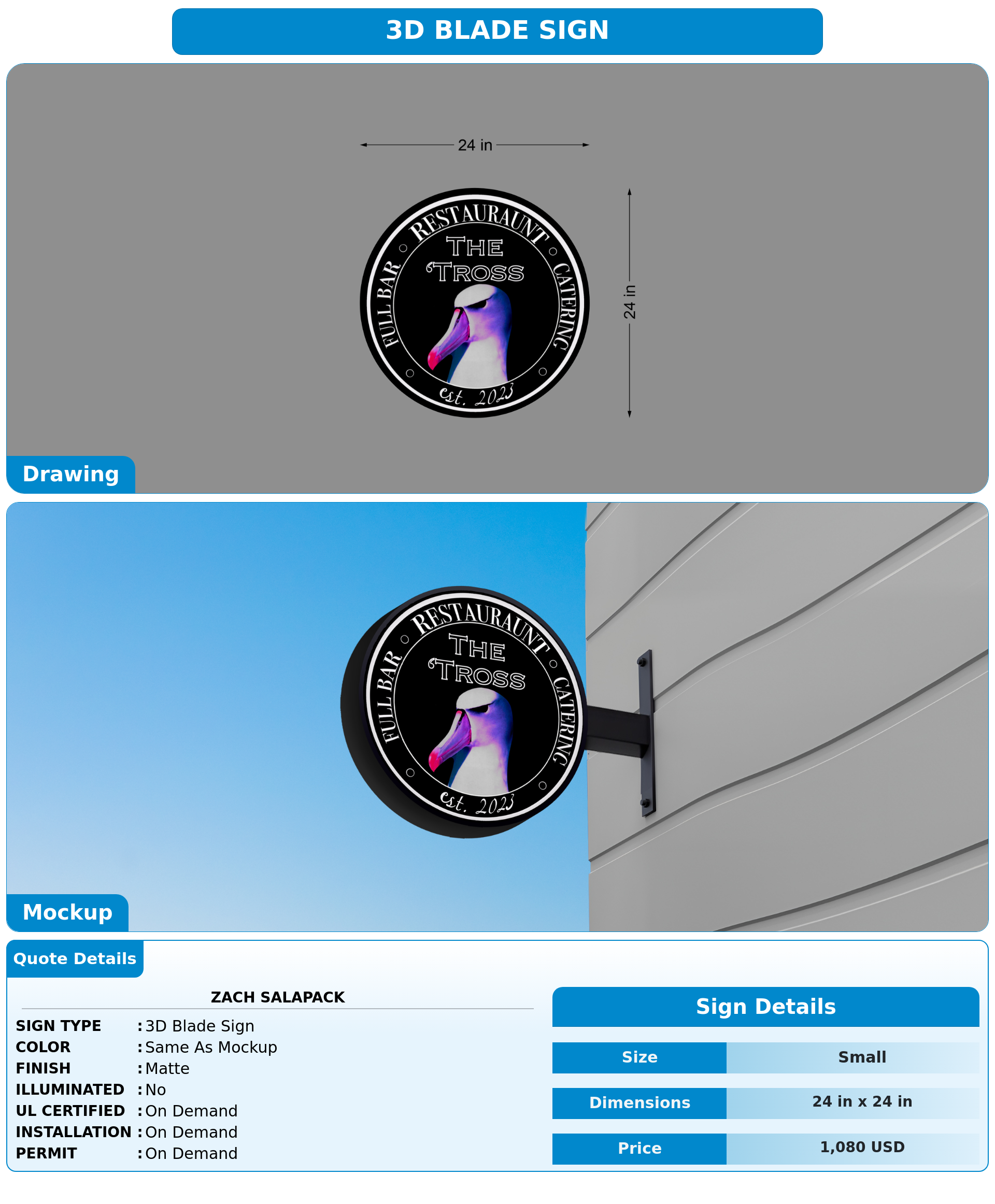 CUSTOM MOCKUP SIGN FOR Zach Salapack – Signs INC