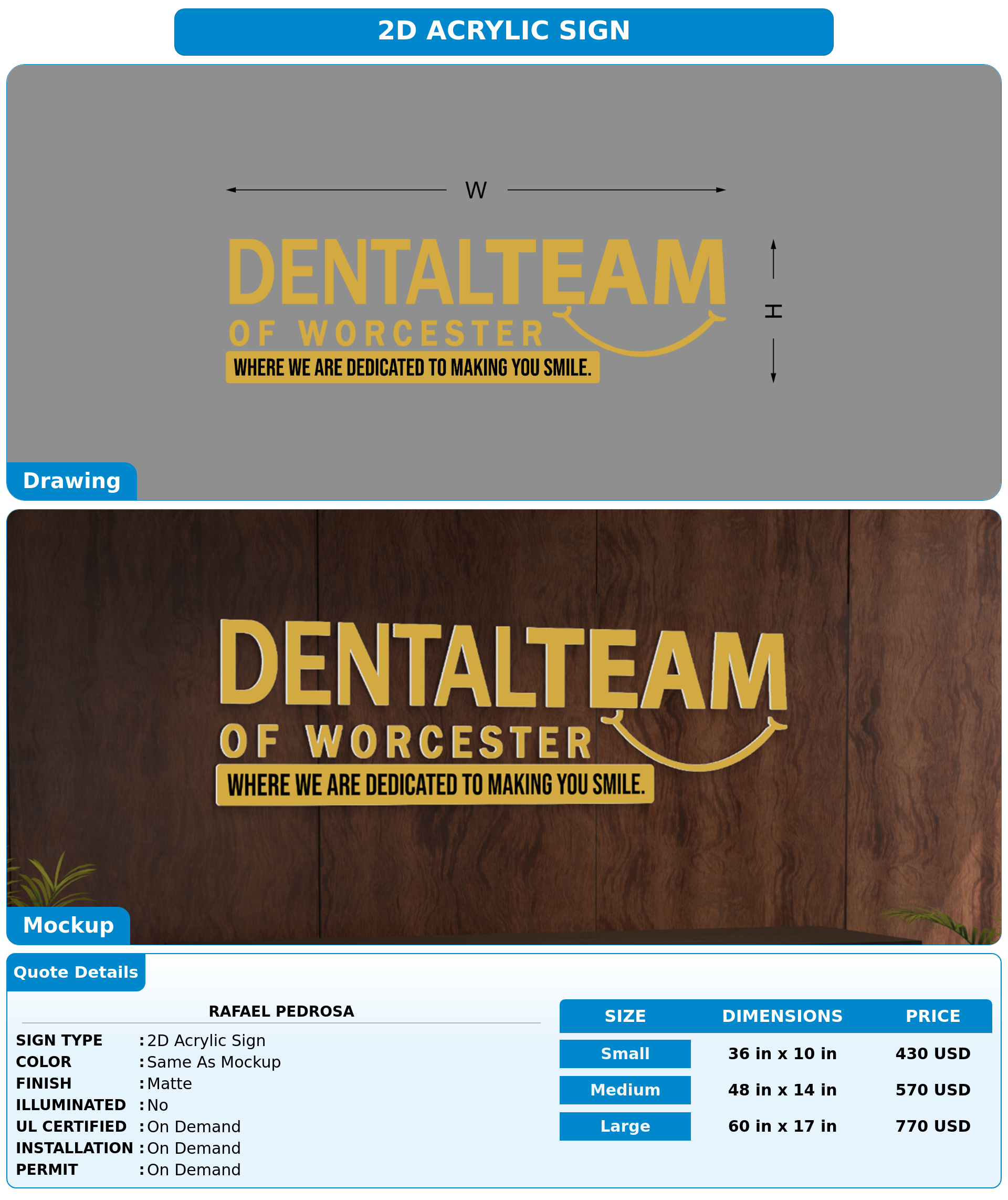 CUSTOM MOCKUP SIGN FOR Rafael Pedrosa – Signs INC