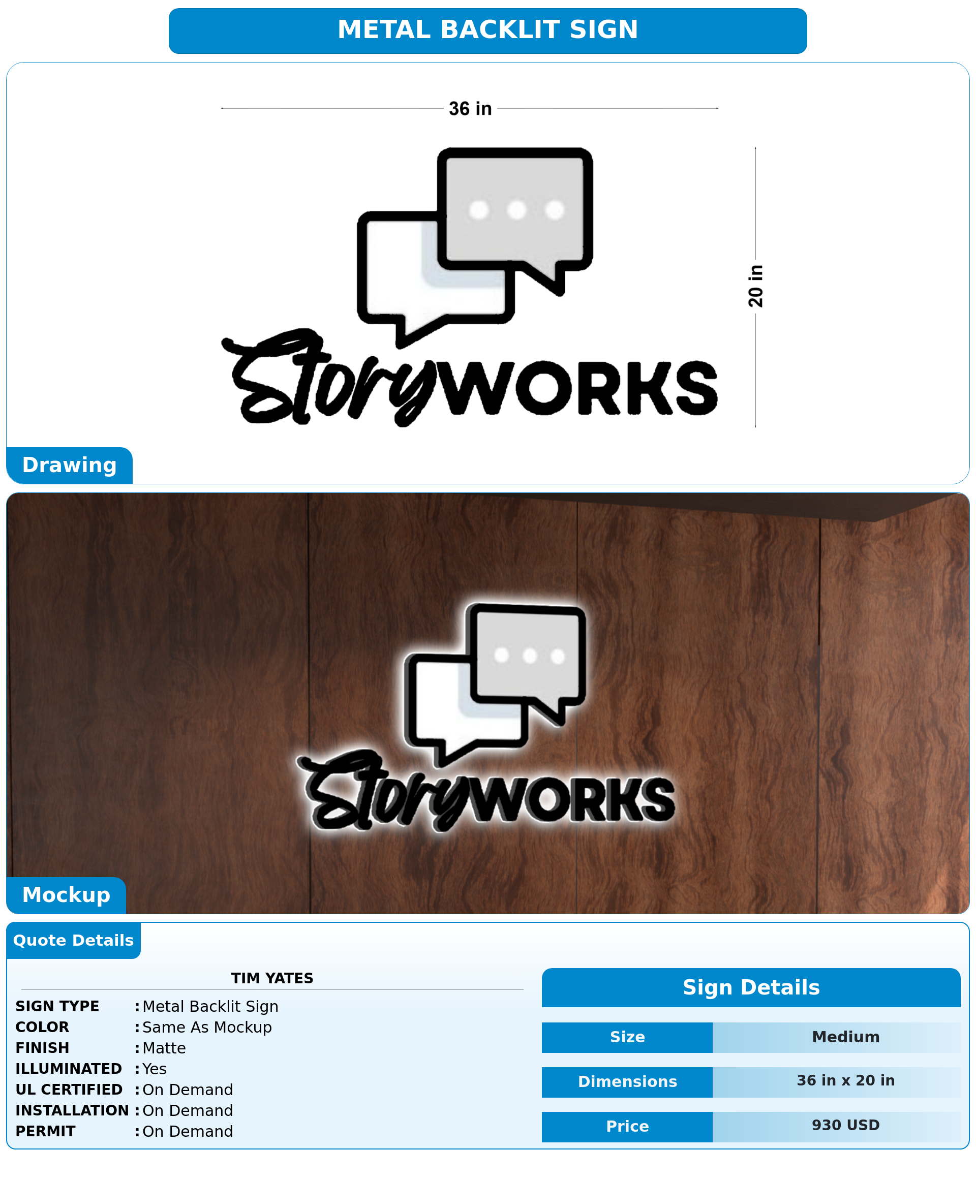 CUSTOM MOCKUP SIGN FOR Tim Yates – Signs INC