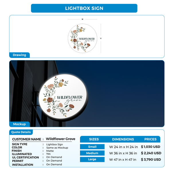 Business signage for Wildflower Grove – Signs INC